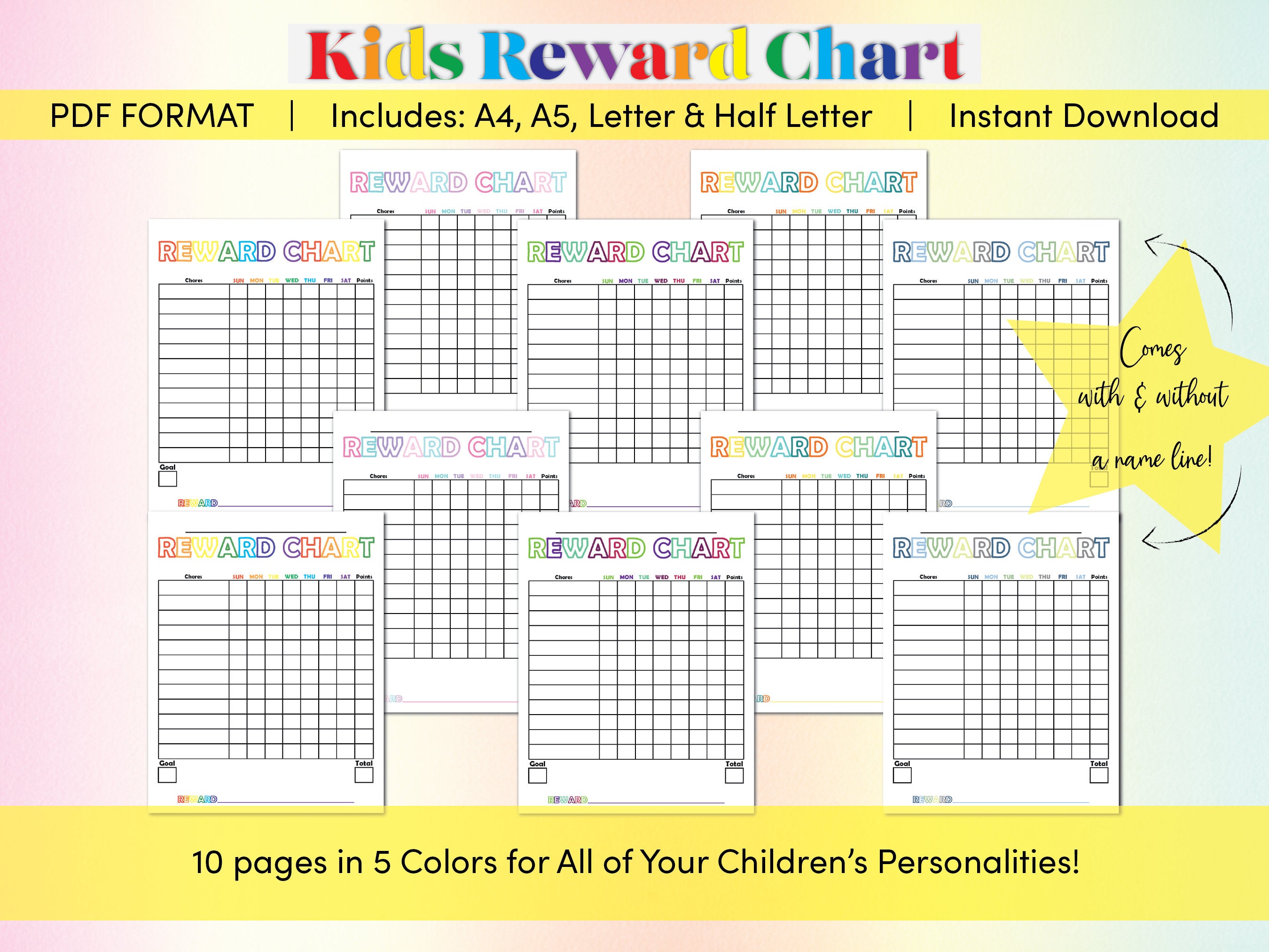 Kids Reward Chart | Behavior Chart | Chore Chart | Kids Routine | Child ...