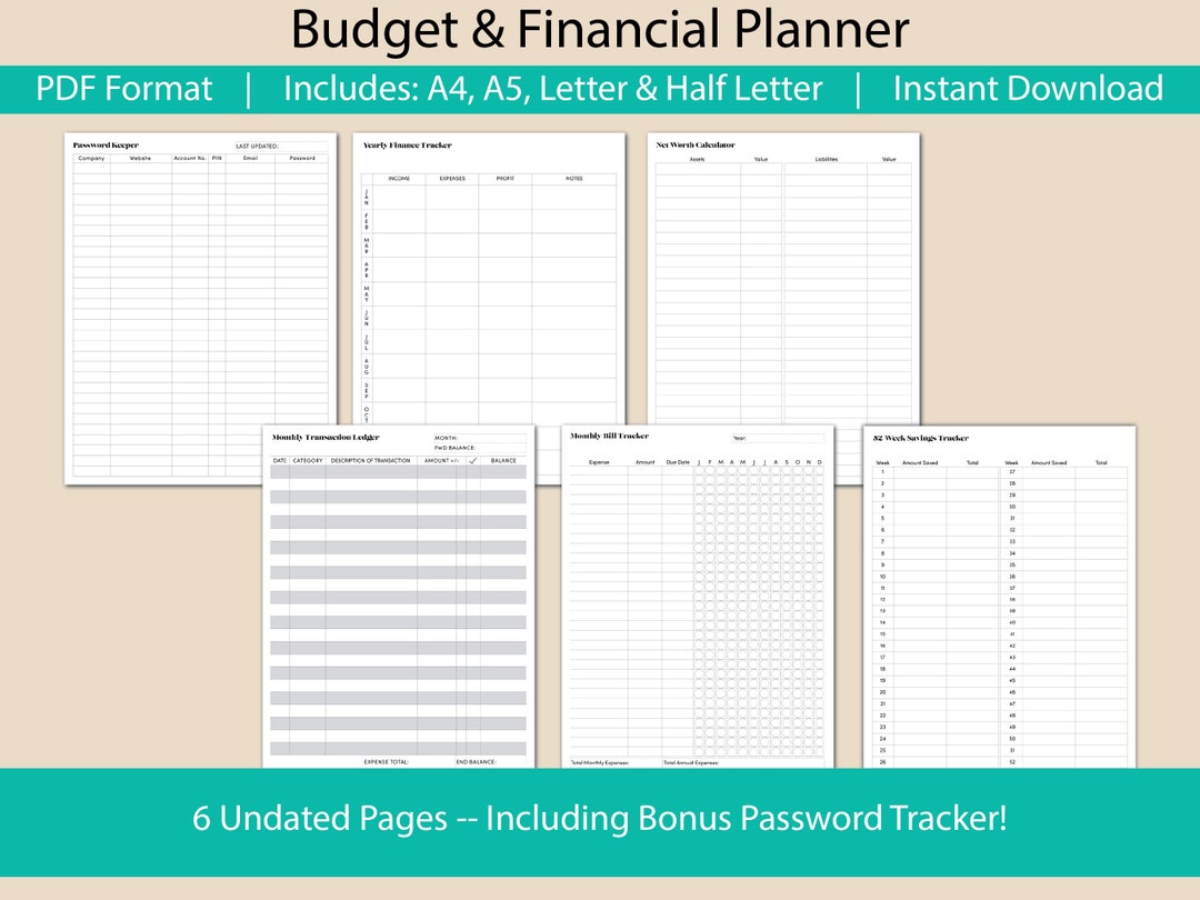 Financial Planner Printable | Budget Planner | Finance Planner Bundle ...