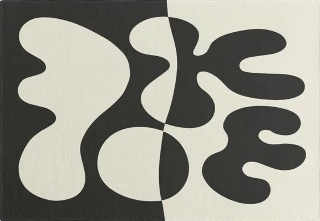 Black and White Abstract Rug - Etsy