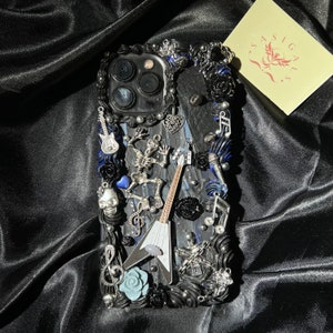 Black and Silver Punk Goth Decoden Phone Case for All Brand - Etsy