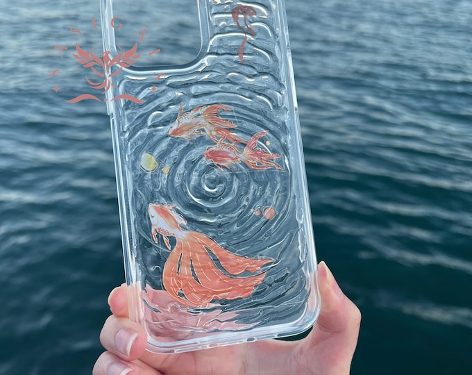 Goldfish Clear 3D Wave Resin Phone Case for All Brand - Etsy