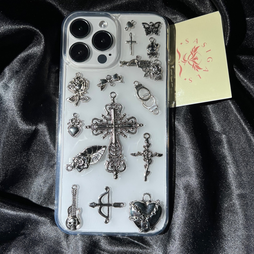 Rose and Skull Goth Resin Transparent Phone Case for All Brand - Etsy