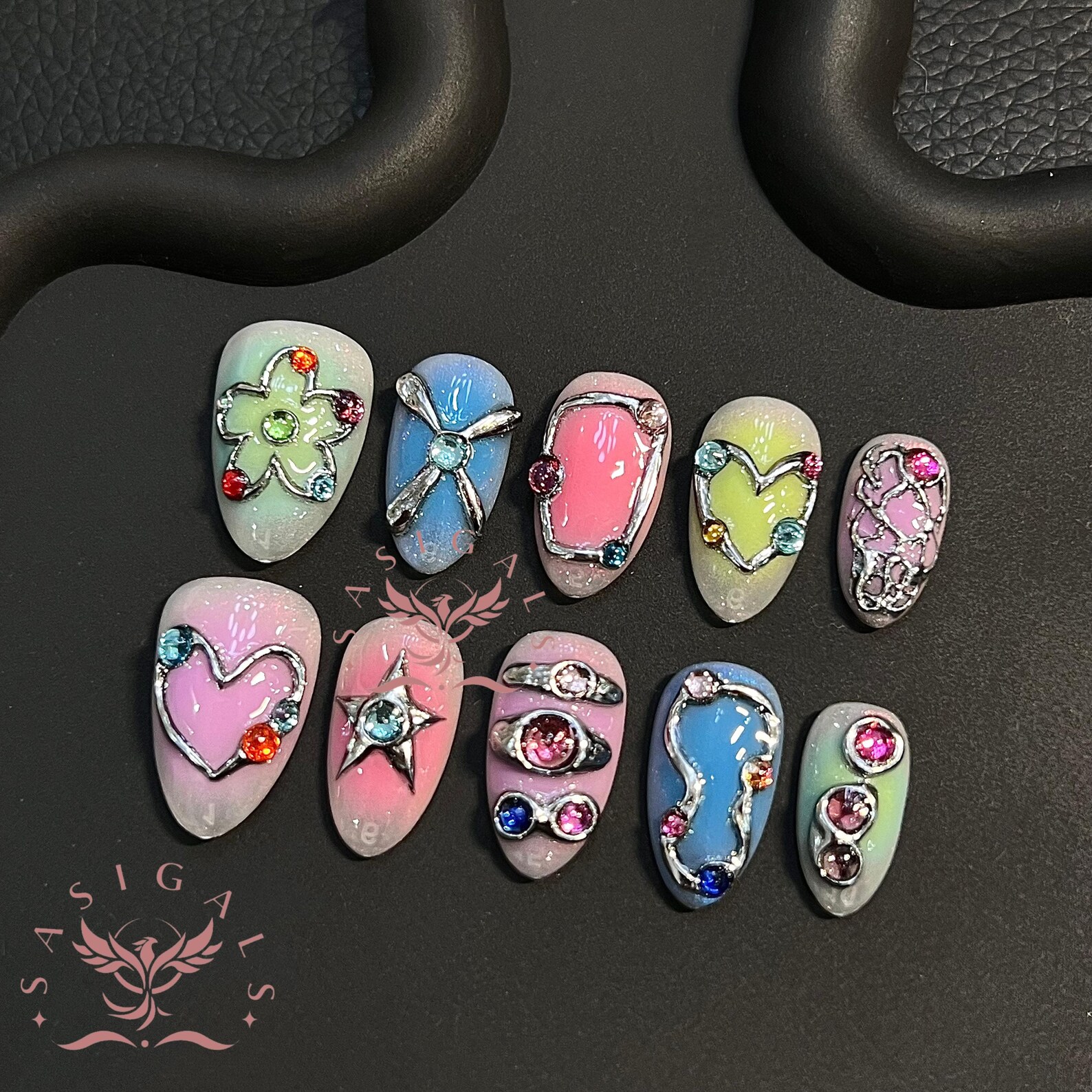 Bright Y2K 3D Punk Press on Nails - Etsy