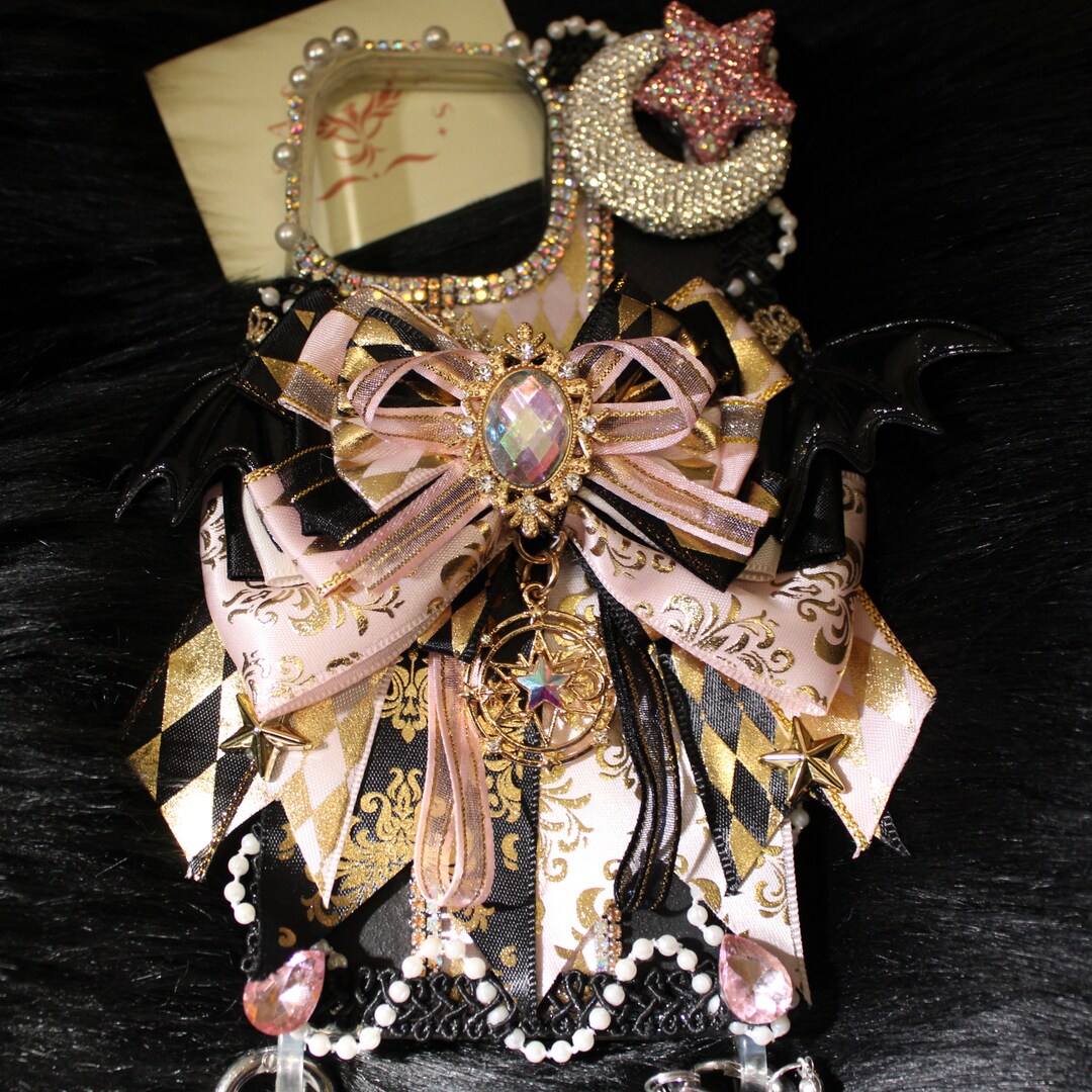 Black Pink Star Decoden Phone Case With Matching Chain for All Brand - Etsy