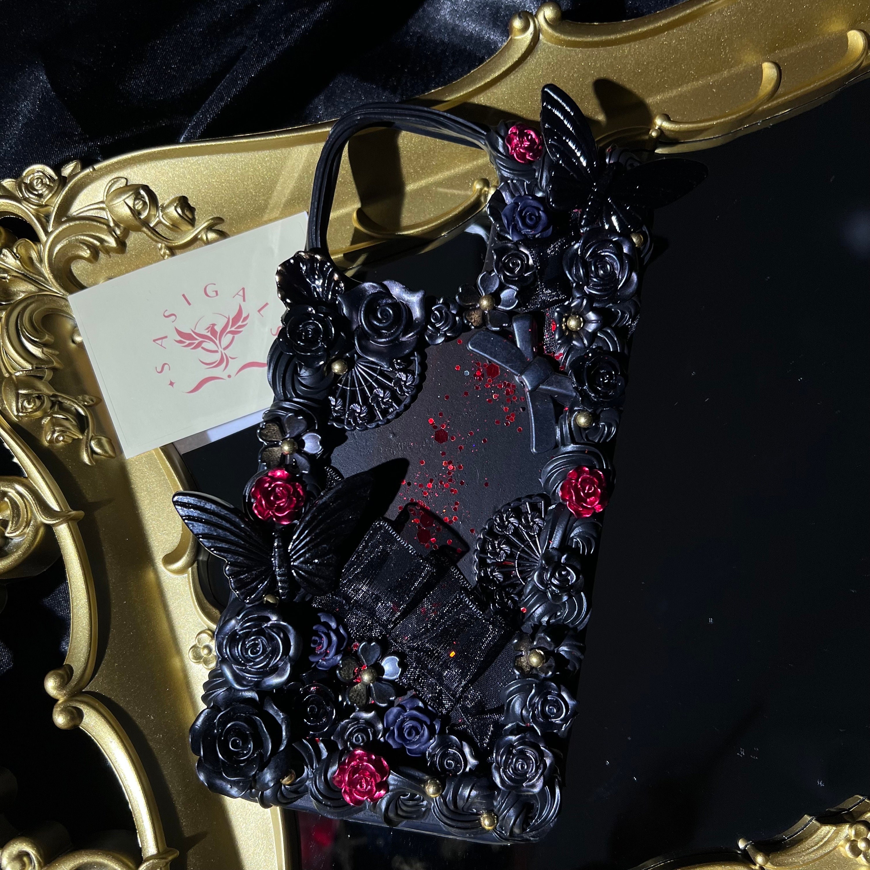 Black Lace Goth Decoden Phone Case for All Brand - Etsy