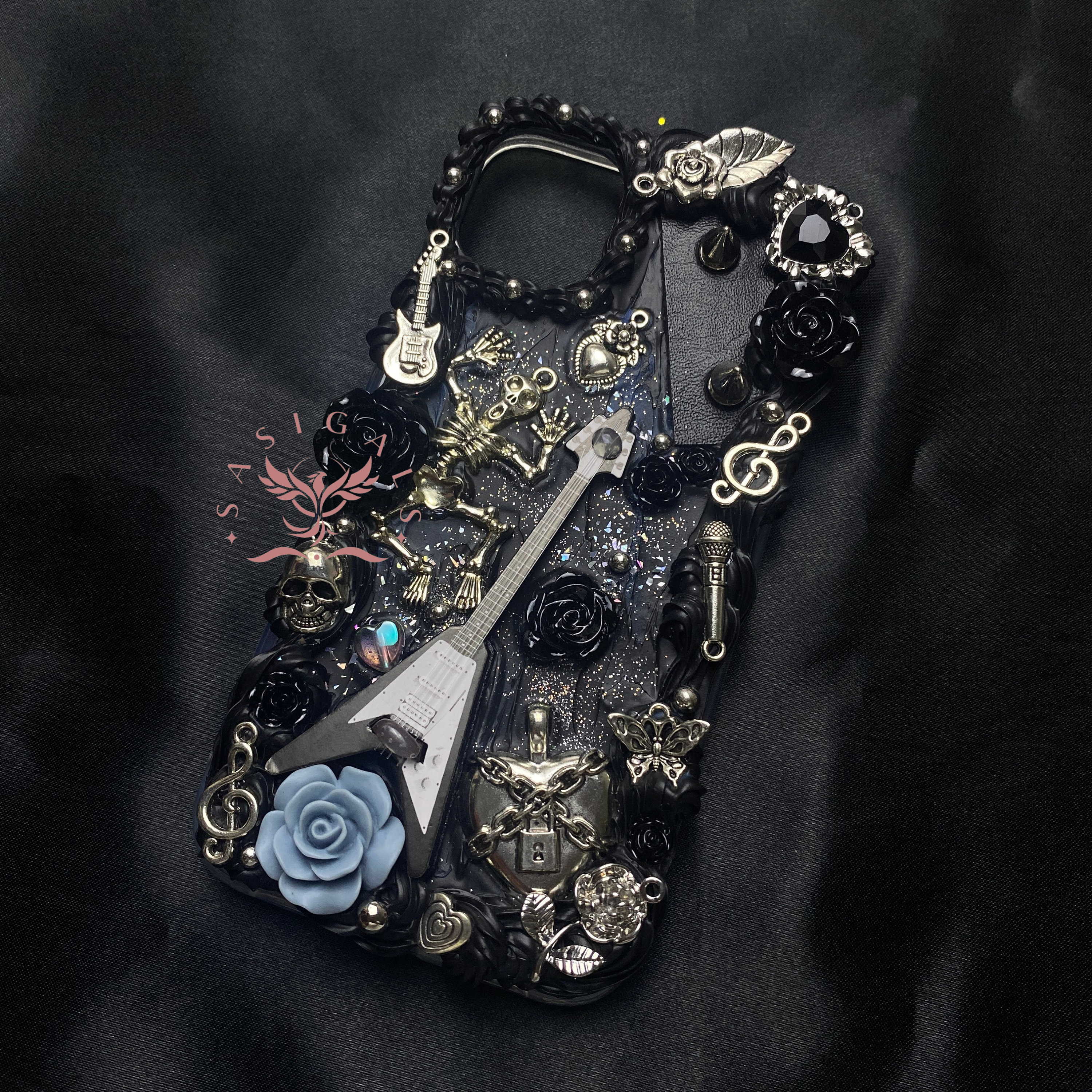 Black and Silver Punk Goth Decoden Phone Case for All Brand - Etsy