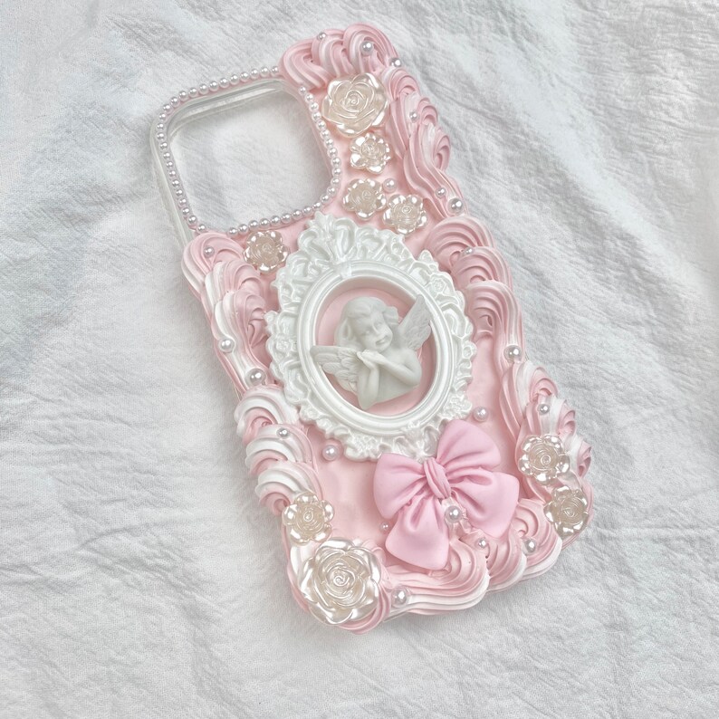 Pink Pearl Angel Baroque Decoden Phone Case - Etsy