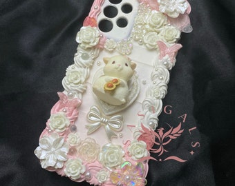 Kawaii Hamster and Cakes Decoden Phone Case for All Brand, Yellow ...