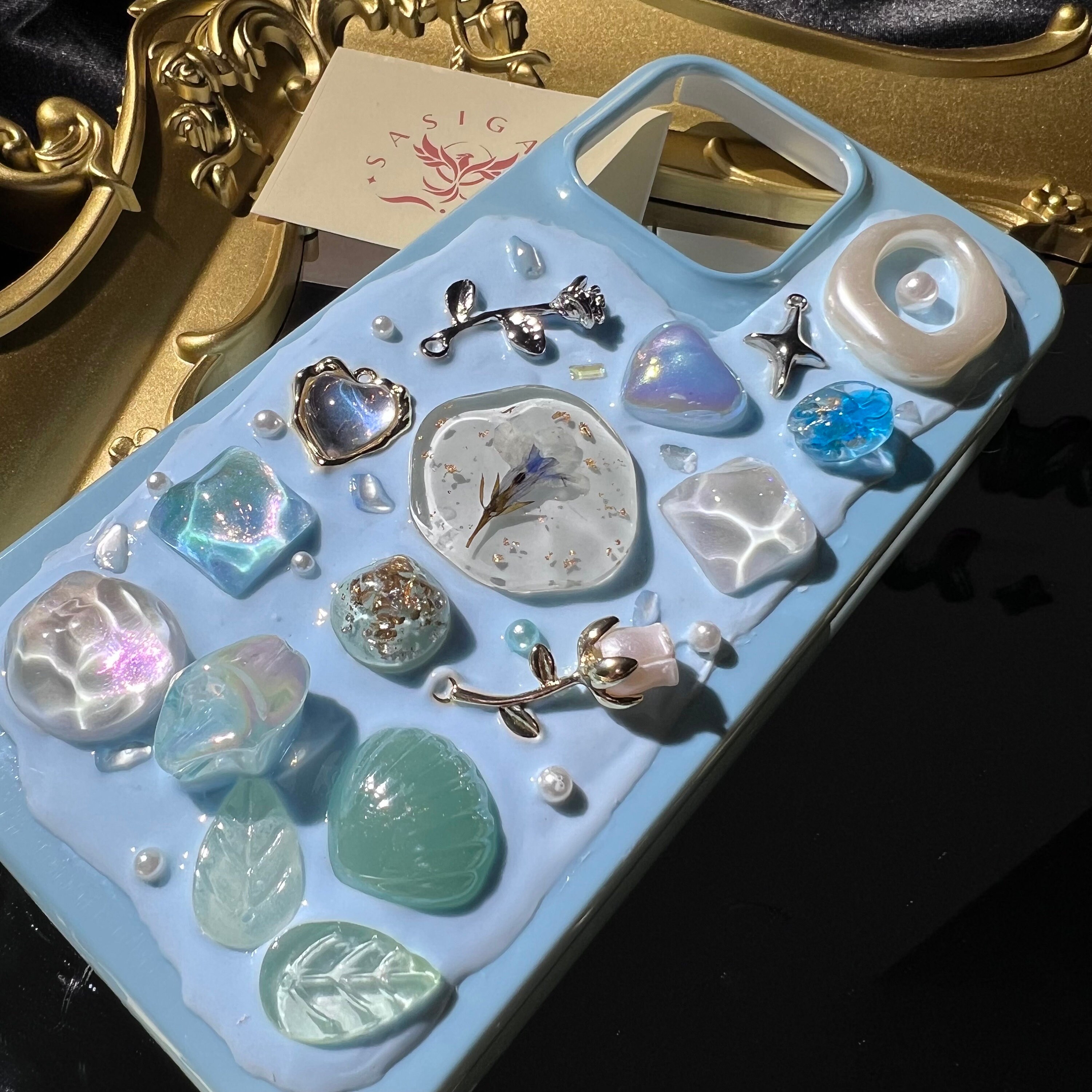 Pastel Blue Floral Mosaic Phone Case for All Brand - Etsy