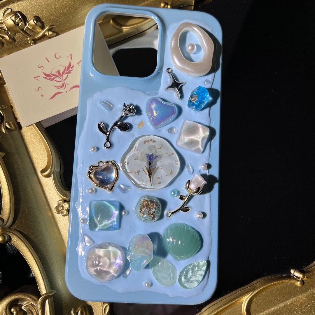 Pastel Blue Floral Mosaic Phone Case for All Brand - Etsy