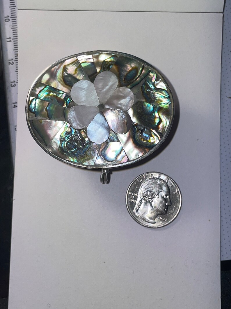 Vintage Alpaca Mexico Abalone Pill Box - Etsy