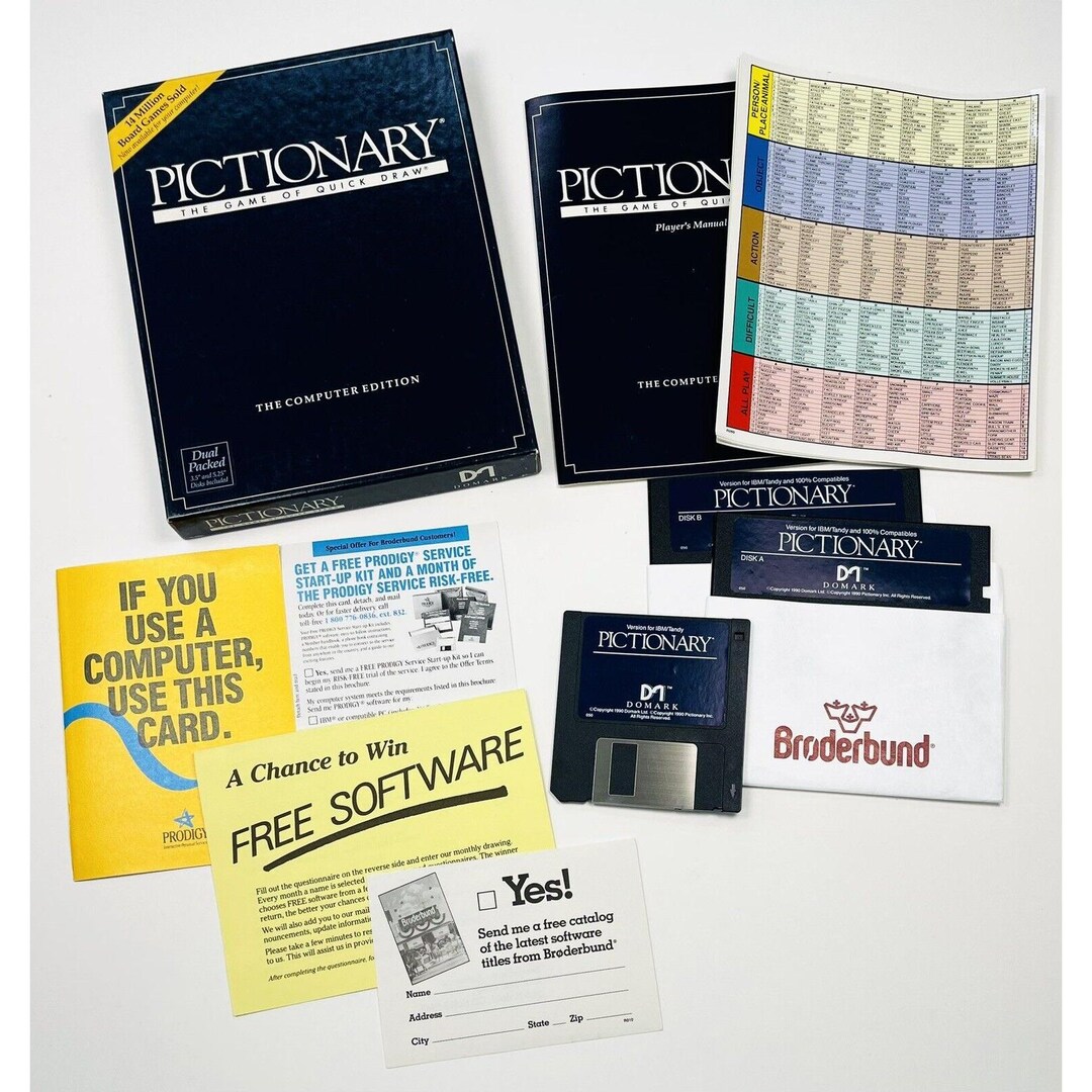 Pictionary the Game of Quick Draw the Computer Edition 1990 Broderbund ...