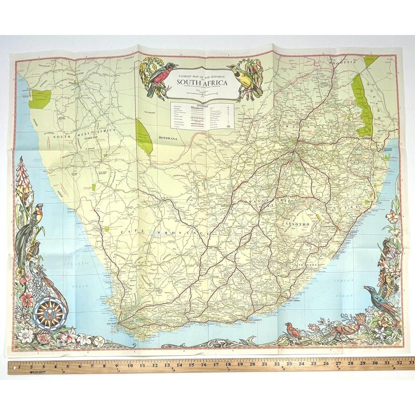 1971 SOUTH AFRICA Fold-out Tourist Map Tourism Travel Transportation ...