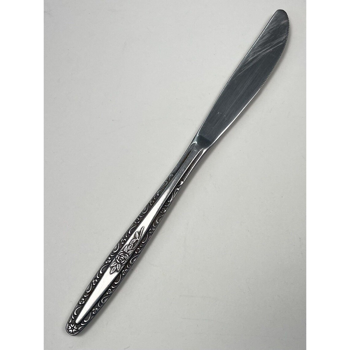 INTERPUR Stainless INR3 Rose Pattern 8.5" DINNER KNIFE Korea ...