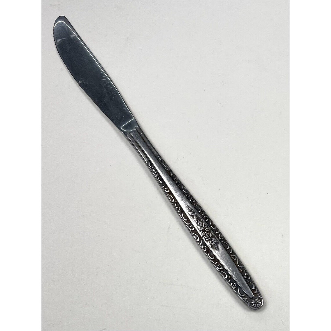 INTERPUR Stainless INR3 Rose Pattern 8.5" DINNER KNIFE Korea ...