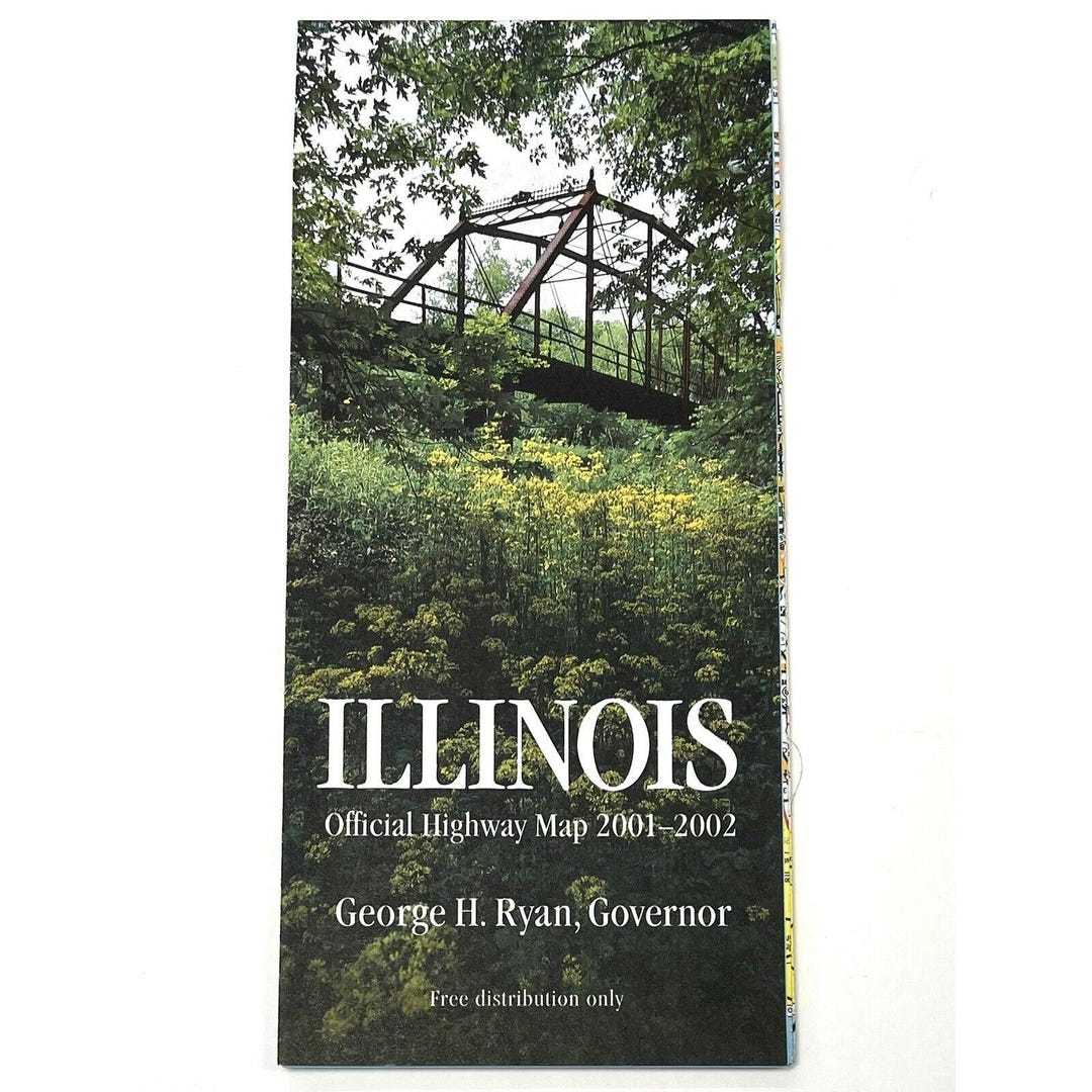 2001-2002 ILLINOIS Official Highway MAP Transportation Travel Tourism ...