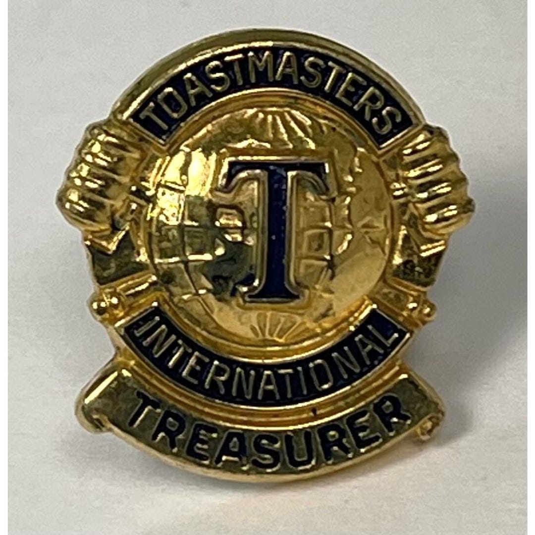 TOASTMASTERS International TREASURER Blue Goldtone Lapel Pin Pinback ...