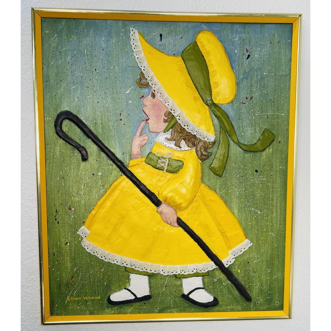 VTG 1970s Original 3D Painting OOAK Holly Hobbie Lil Bo Peep Kathy ...