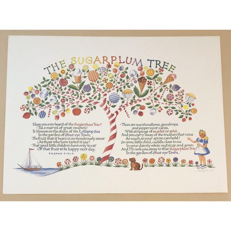 20x15 Children's Nursery Calligraphy Art THE SUGARPLUM TREE by Rachel ...