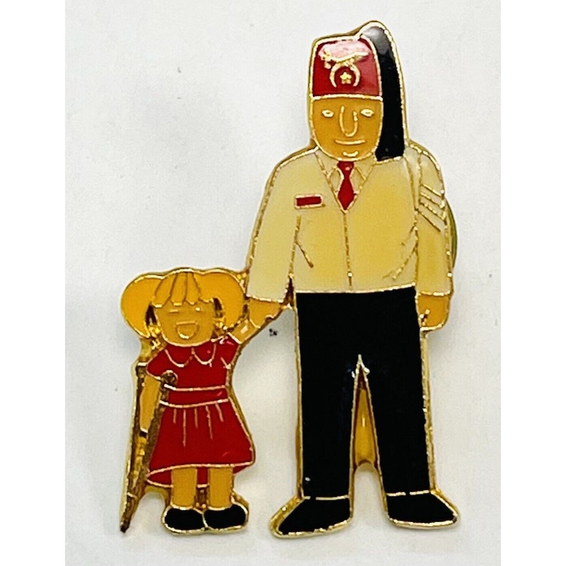 VTG 1.5" Goldtone Enamel Red Black Masonic Shriner Helper Pin Blonde ...