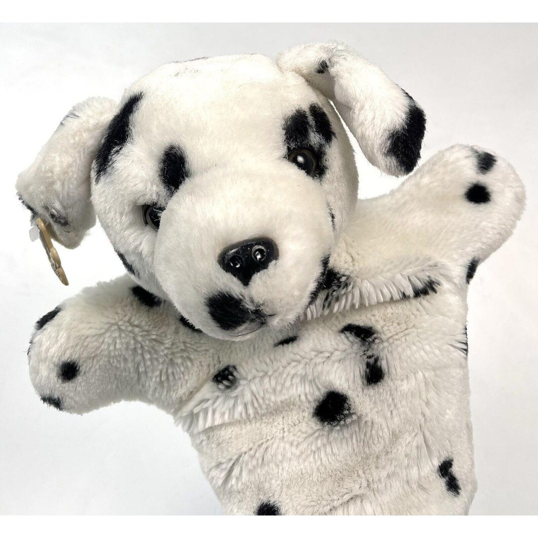 VTG APPLAUSE White/black Plush Stuffed Dalmation Dog Hand Puppet W/ Ear ...