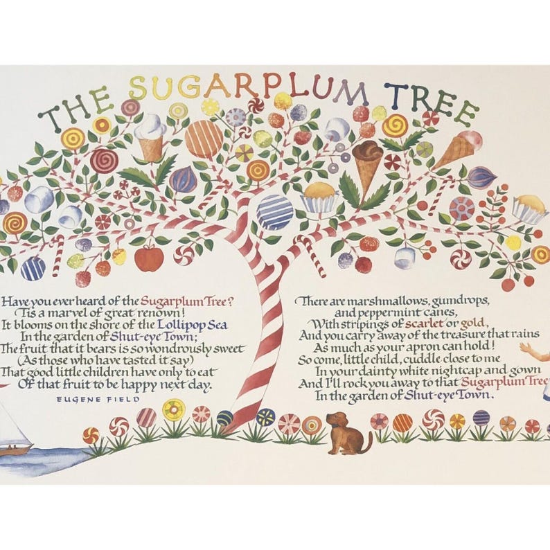 20x15 Children's Nursery Calligraphy Art THE SUGARPLUM TREE by Rachel ...