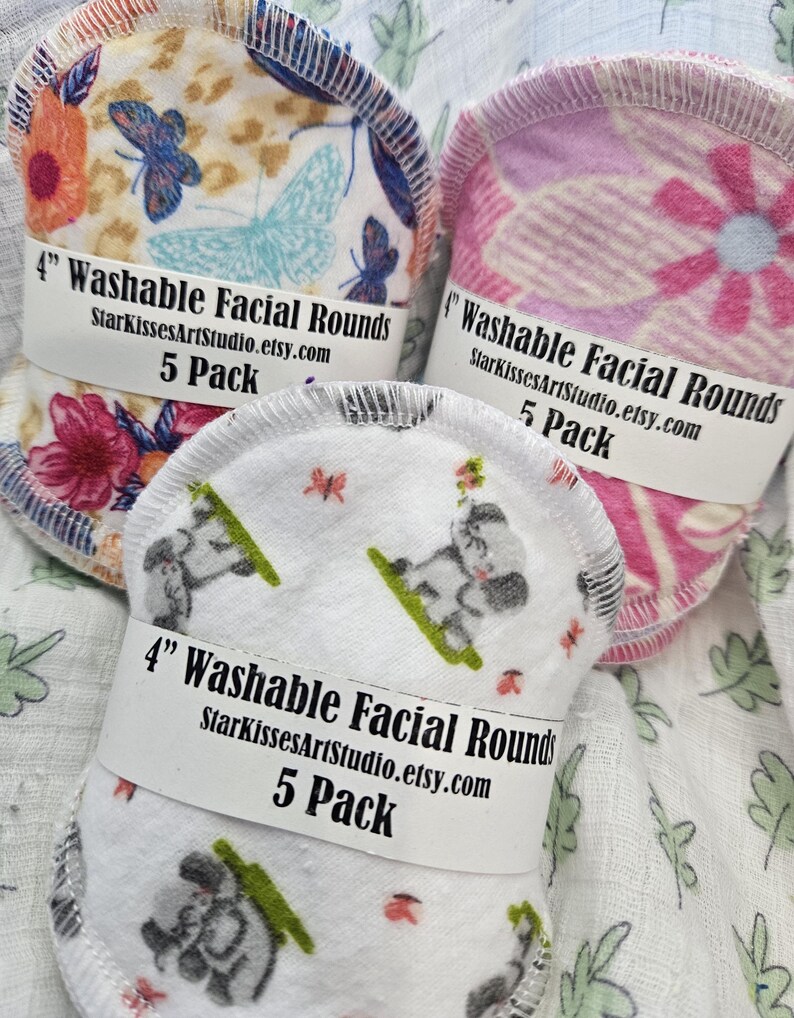 Washable Reusable Facial Rounds, Flannel Rounds, Terry Cloth for Face ...