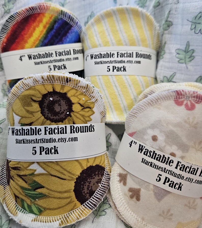 Washable Reusable Facial Rounds, Flannel Rounds, Terry Cloth for Face ...