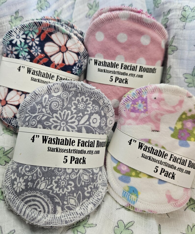 Washable Reusable Facial Rounds, Flannel Rounds, Terry Cloth for Face ...