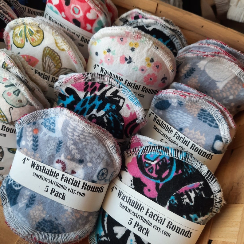 Washable Reusable Facial Rounds, Flannel Rounds, Terry Cloth for Face ...
