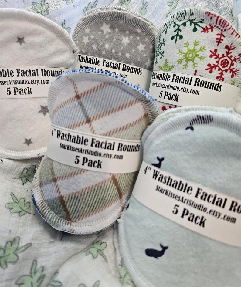 Washable Reusable Facial Rounds, Flannel Rounds, Terry Cloth for Face ...