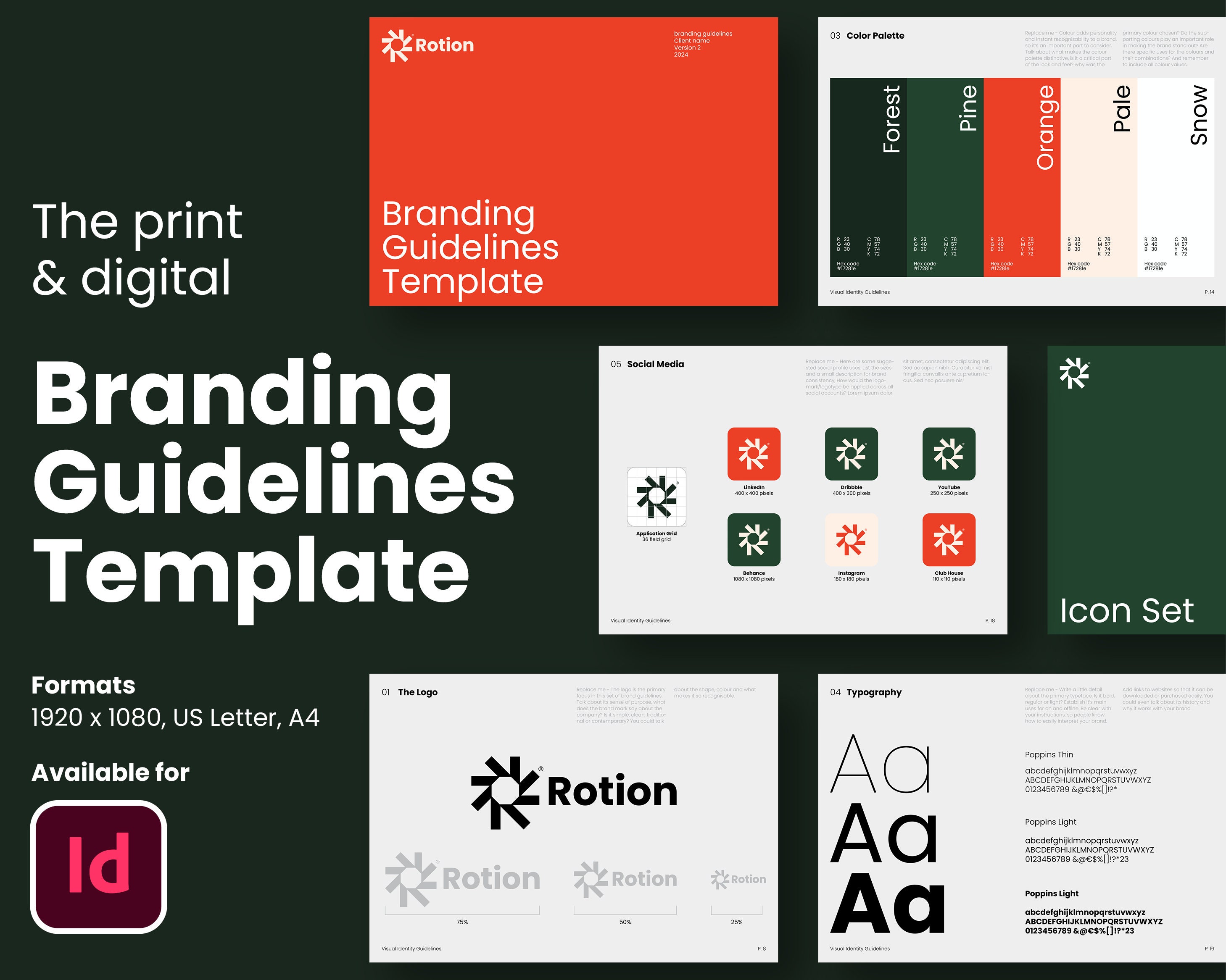 Brand Guidelines Template Adobe Indesign Template Brand Style Guide ...