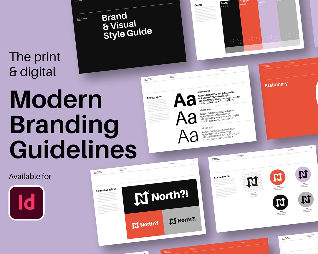 Modern Brand Guidelines Template Adobe Indesign Template Brand Book ...
