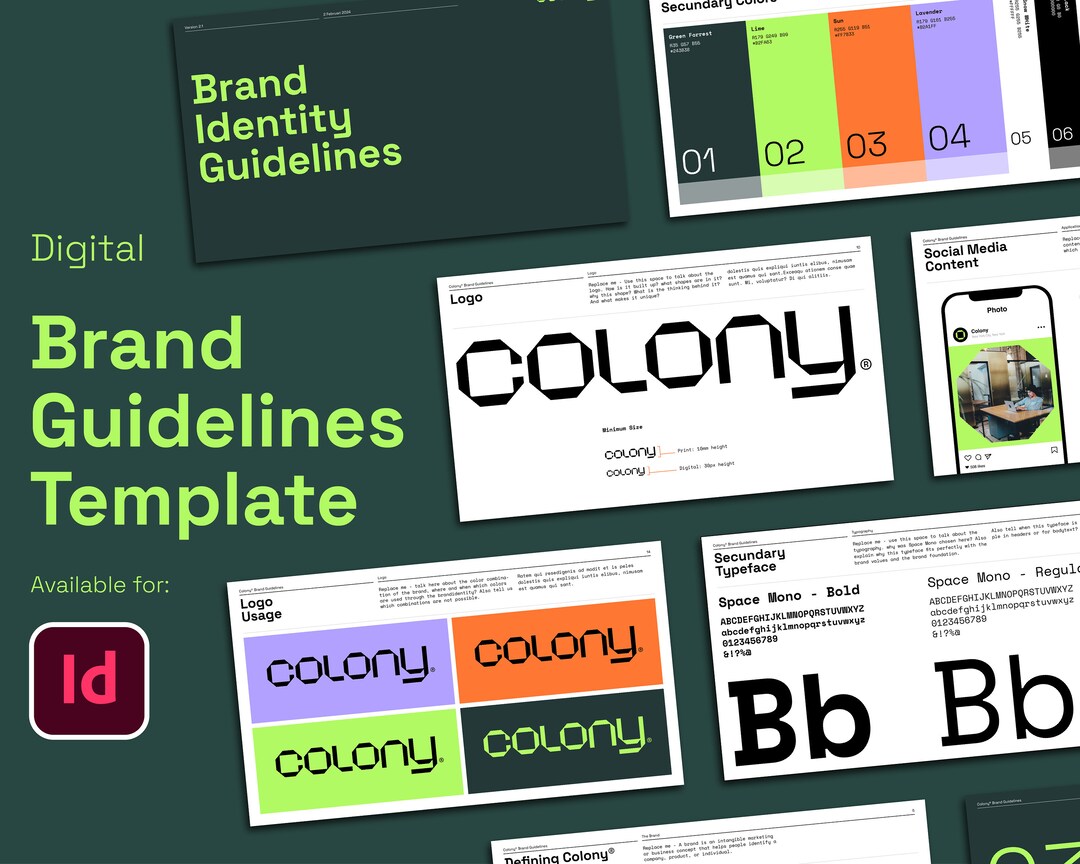 Brand Guidelines Template | Adobe Indesign Template | Brand Style Guide ...