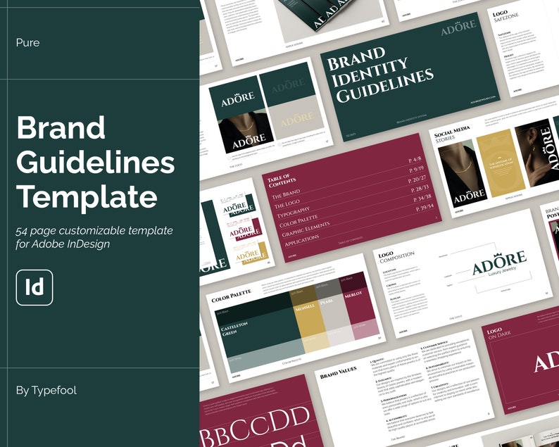 Brand Guidelines Template | Adobe Indesign Template | Brand Style Guide ...