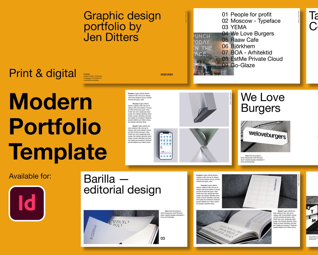 Modern Portfolio Template Adobe Indesign Minimal Portfolio Template ...