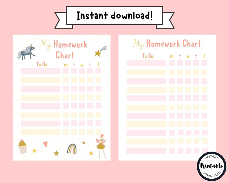 Kids Homework Tracker Printable, Homework Planner, Assignment Tracker ...