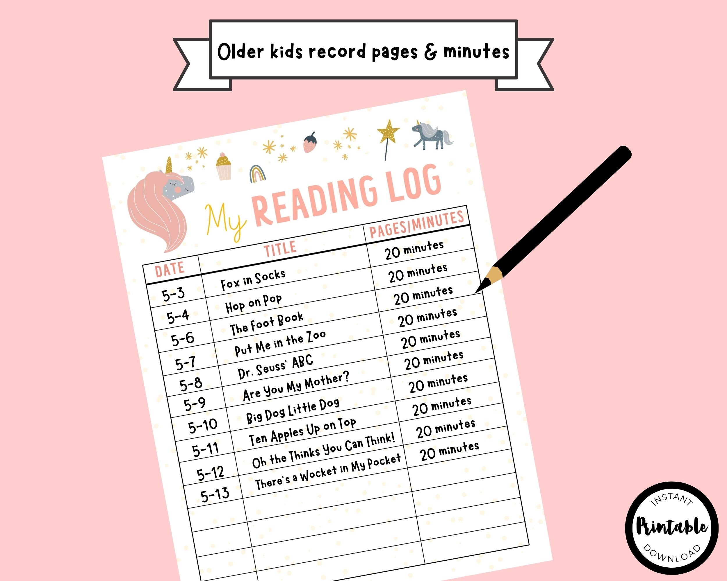 Kids Reading Log, Reading Log Printable, Kids Reading Chart, Reading ...