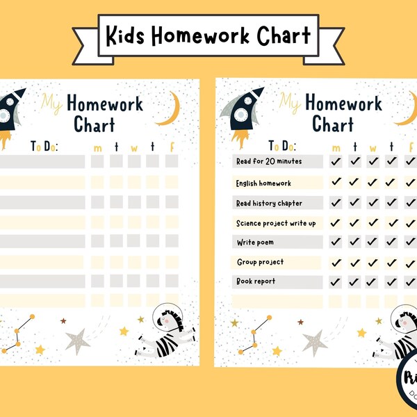 Homework Chart - Etsy
