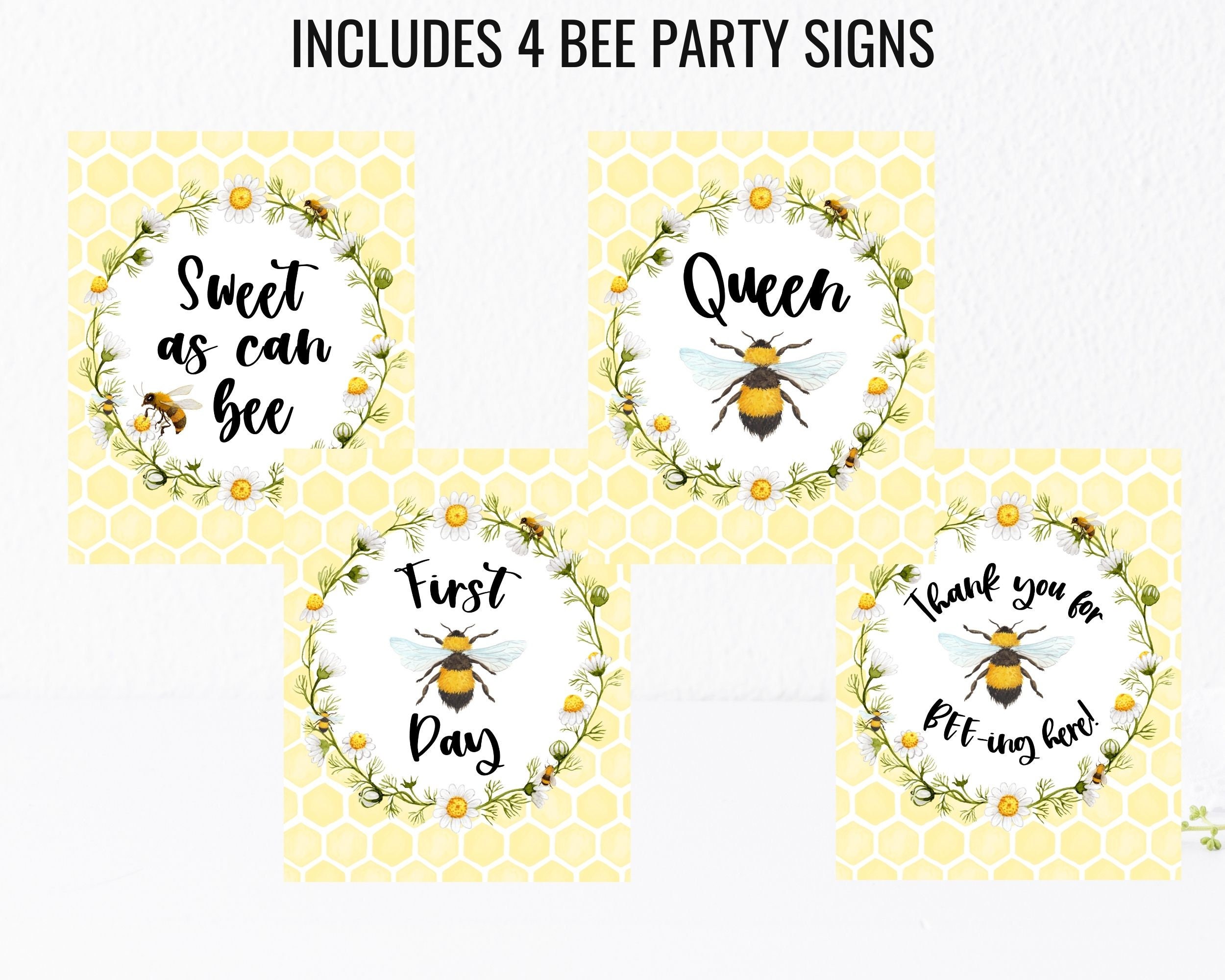 Bee Party Sign, Bee Party Decor, Printable, Instant Download, Bee ...