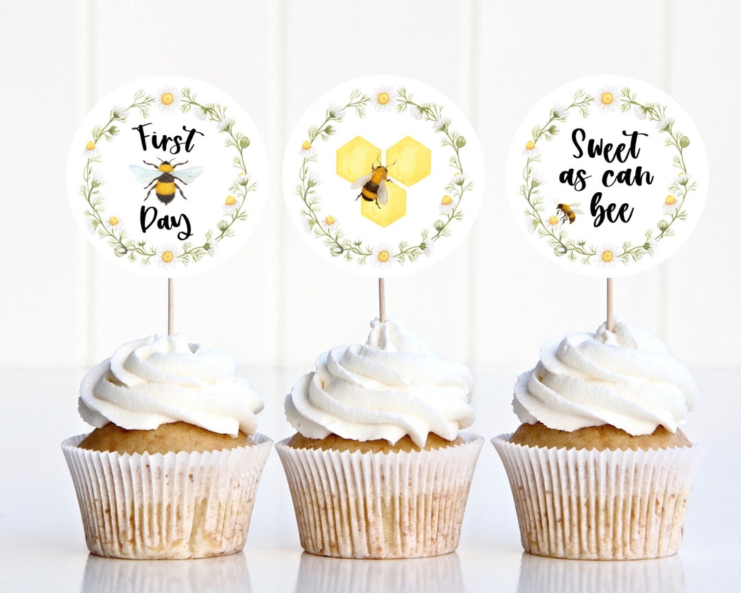 Bee Cupcake Toppers, Printable Cupcake Topper, Instant Download, Bee ...