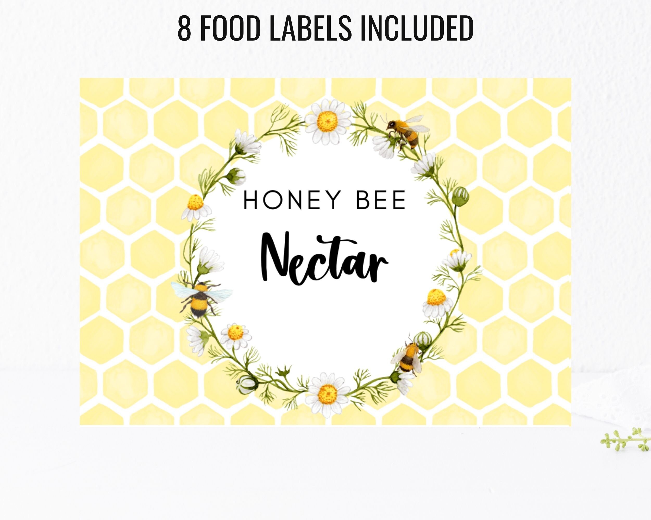 Bee Party Food Labels Printable, Folded Food Tag, First Birthday Party ...