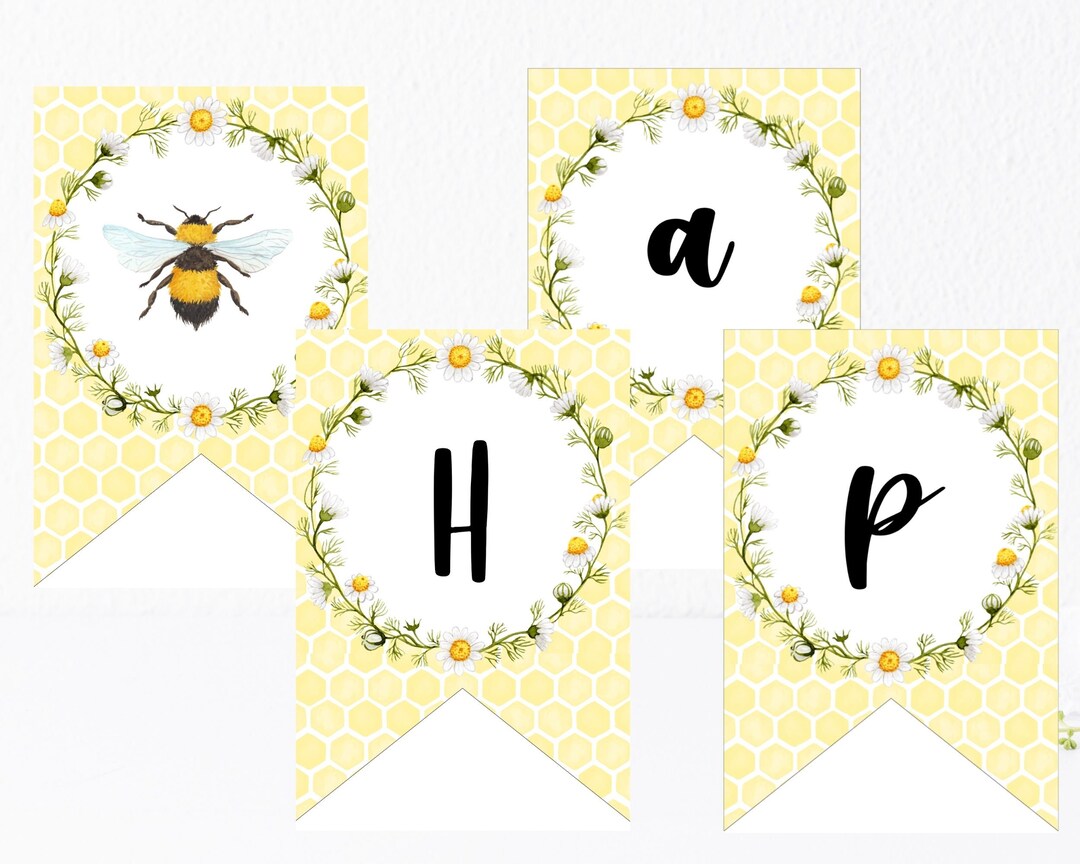 Bee Party Banner, Bee Garland, Bunting Banner, Printable, Instant ...