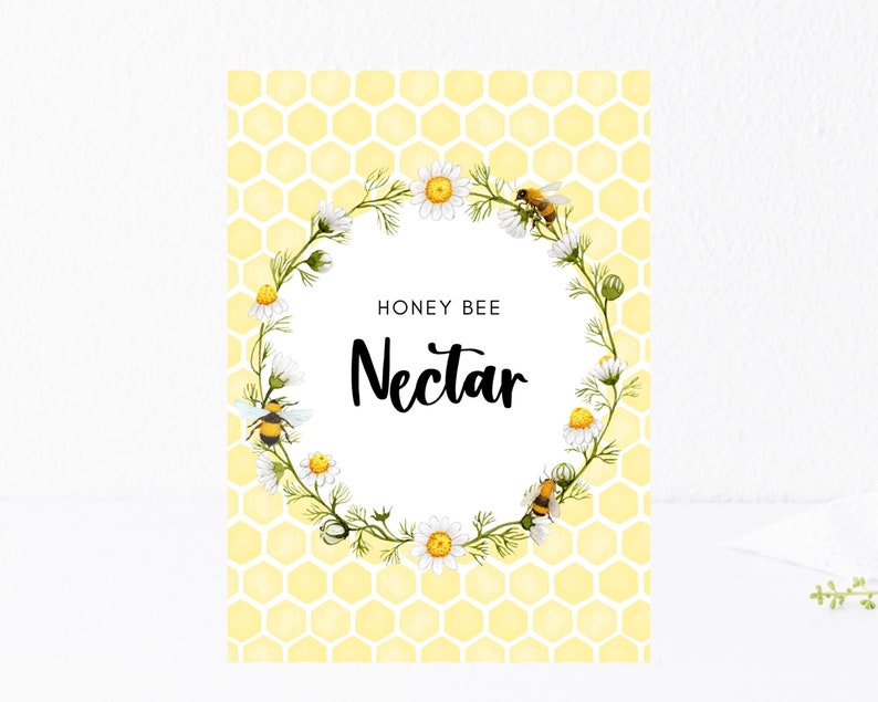 Bee Party Food Signs, Bee Birthday Party, Food Labels, Buffet Table ...