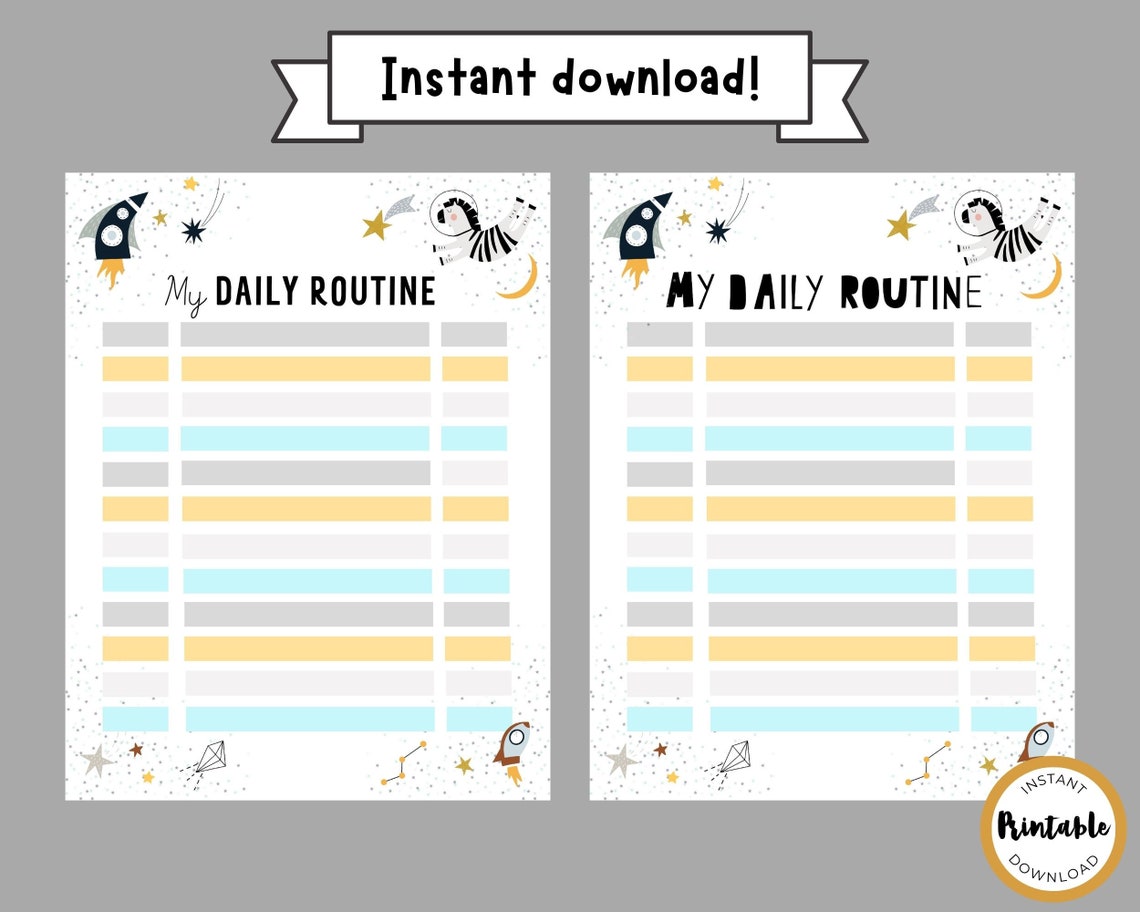 Kids Daily Schedule Template Printable, Daily Planner for Kids, Daily ...