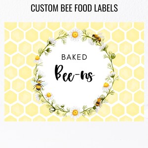 Bee Party Food Labels Printable, Folded Food Tag, First Birthday Party ...