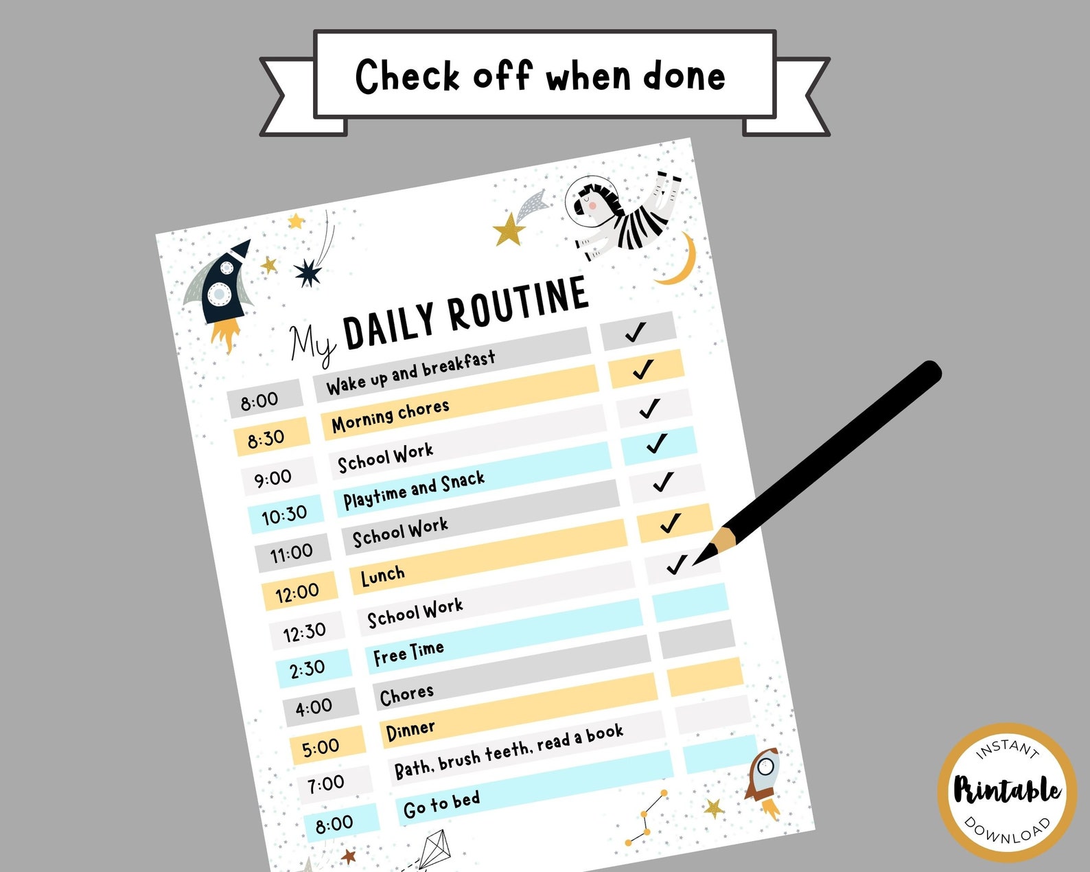 Kids Daily Schedule Template Printable, Daily Planner for Kids, Daily ...