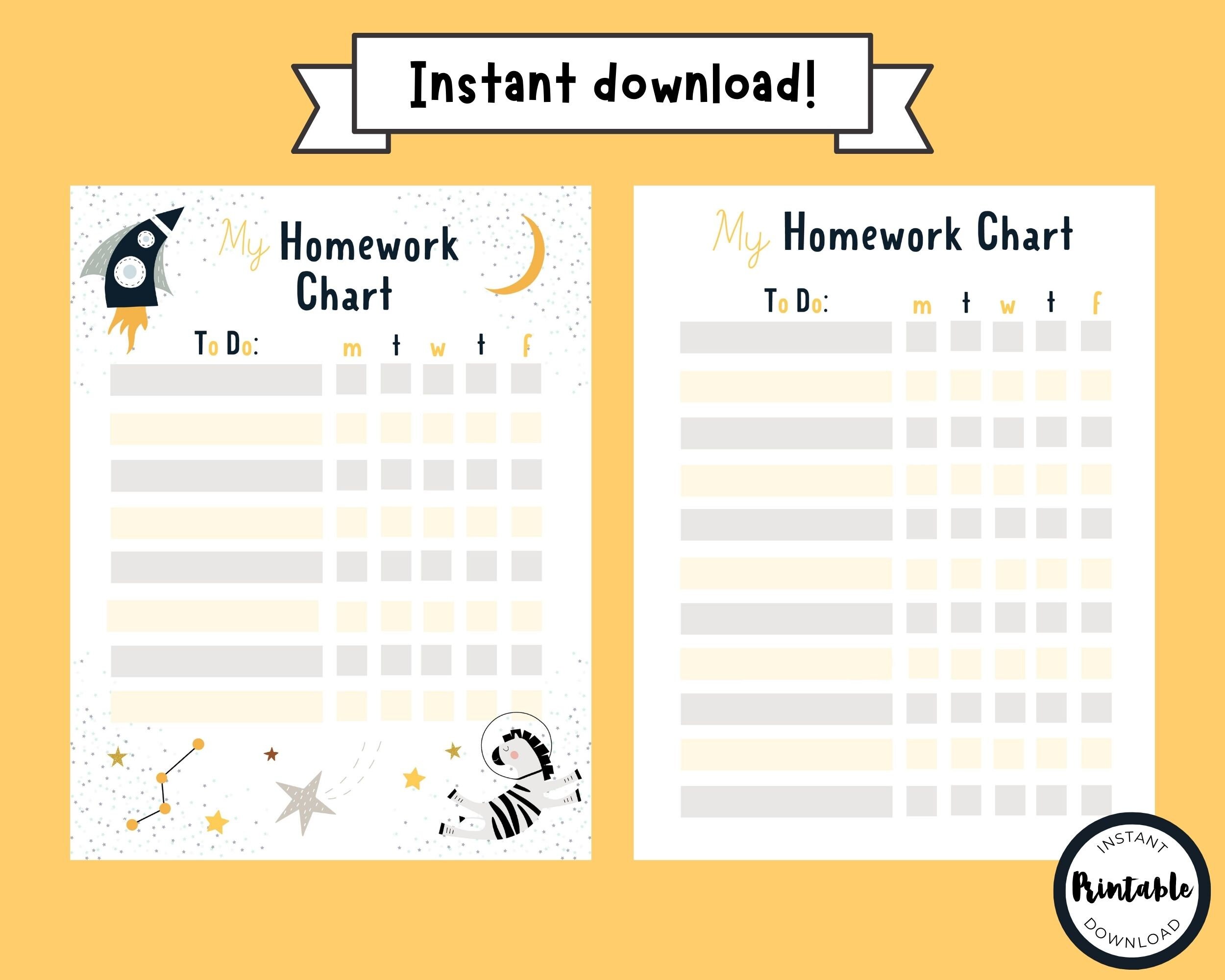 Kids Homework Tracker Printable, Homework Planner, Assignment Tracker ...