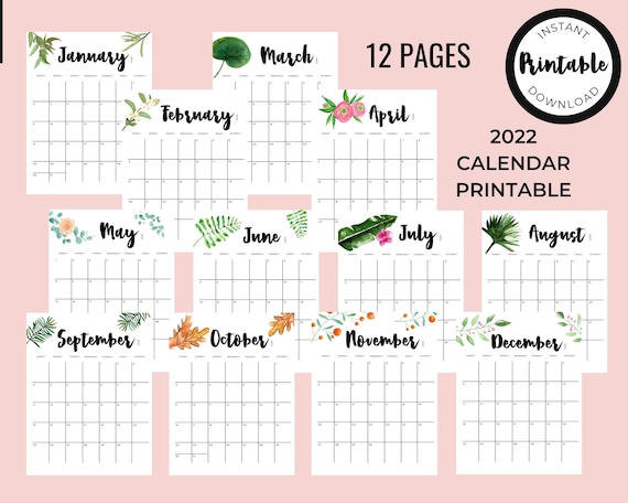 Monthly Calendar 2022 Printable