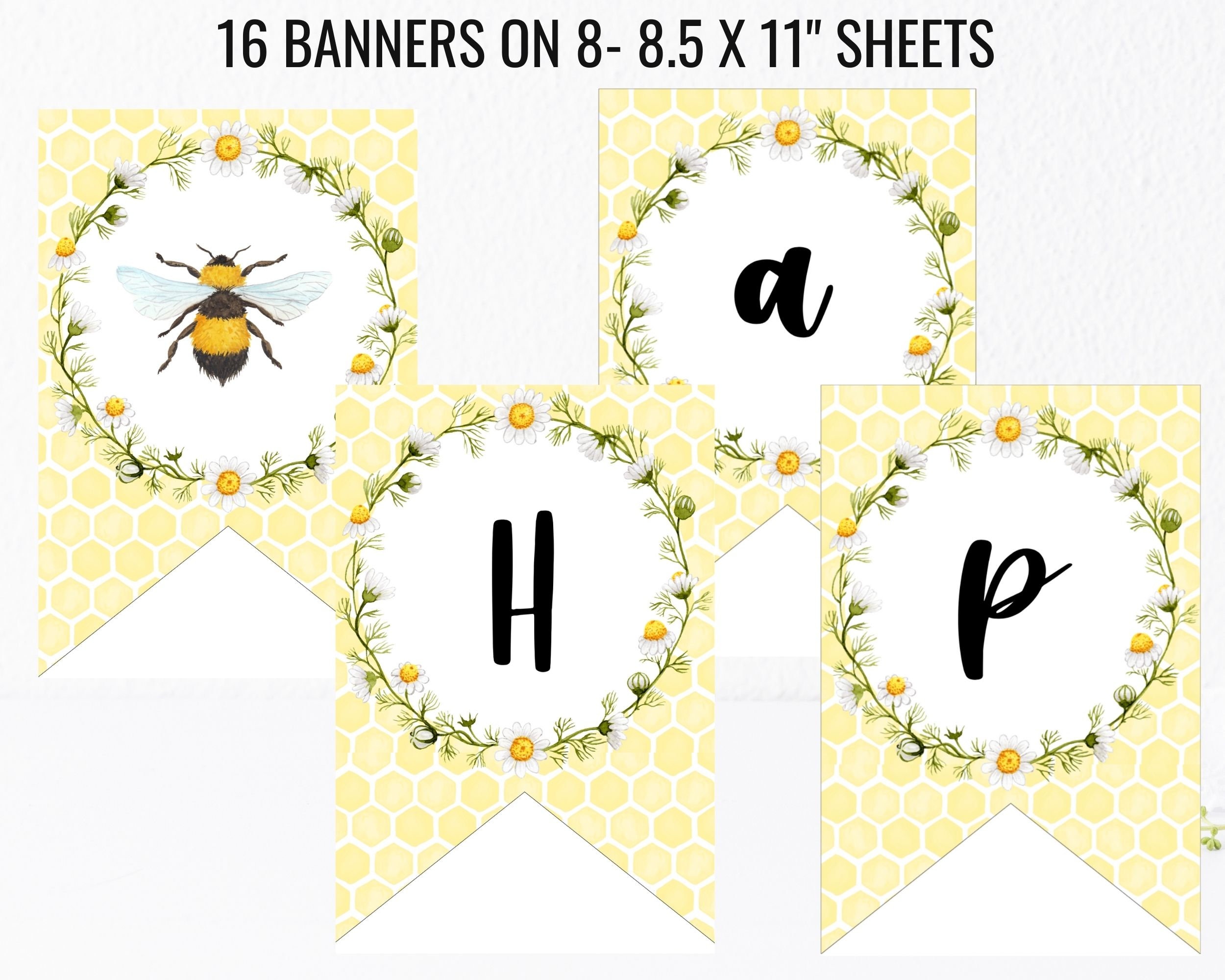 Bee Party Banner, Bee Garland, Bunting Banner, Printable, Instant ...
